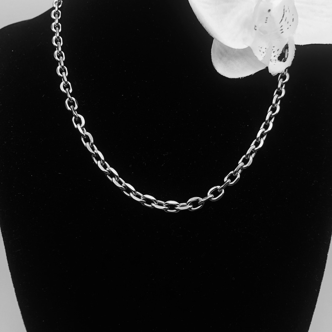 Stainless Steel Cable Link Chain Necklace Minimalist Modern Edgy Unisex ...