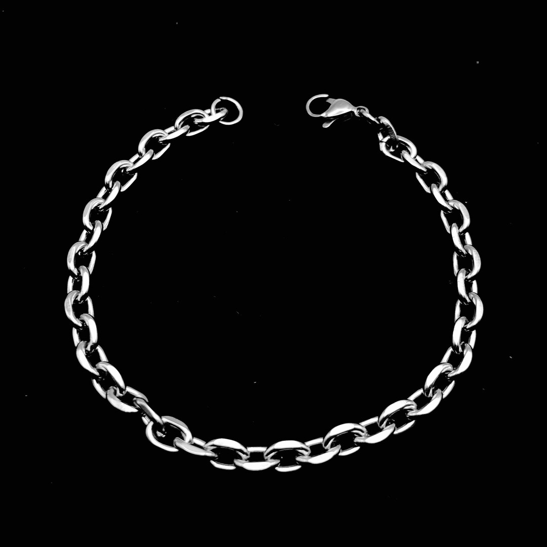 Stainless Steel Cable Link Chain Bracelet Anklet Minimalist Modern Edgy ...