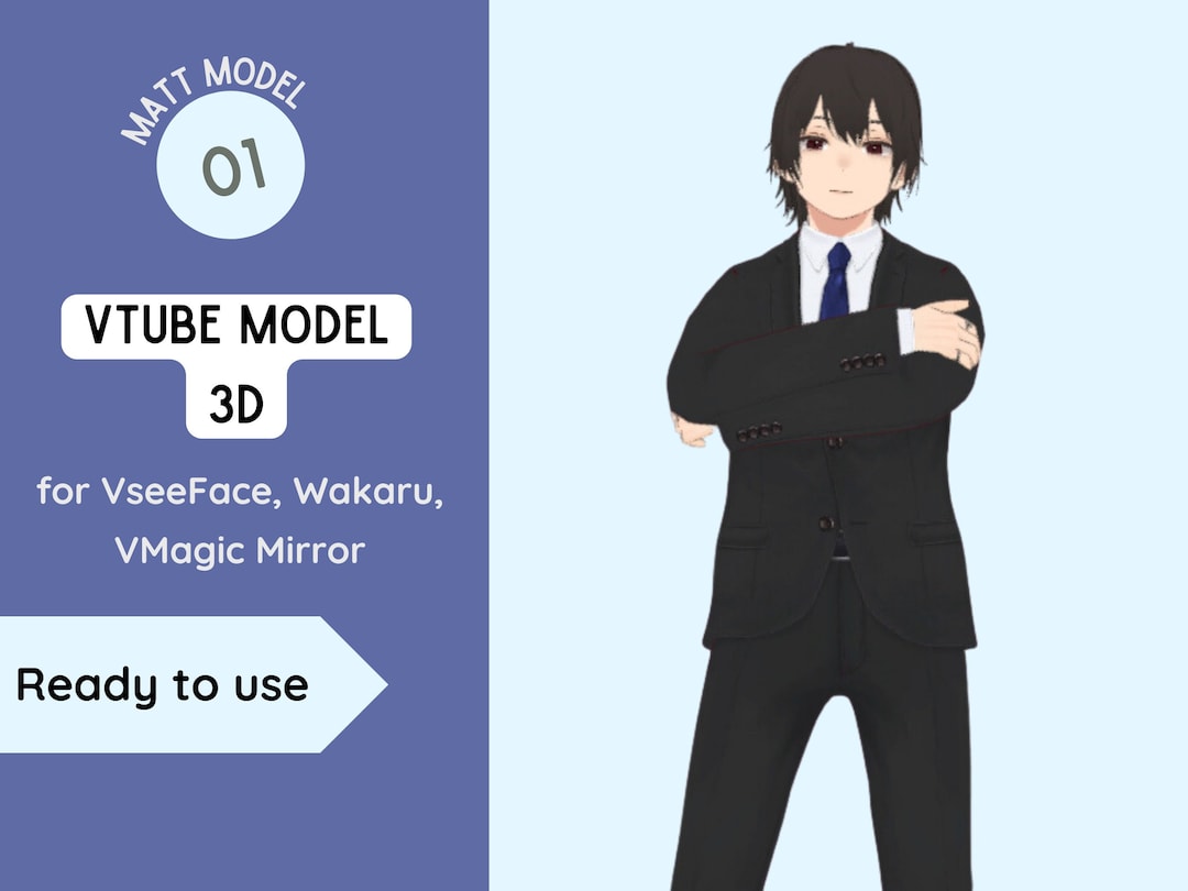 Vtube Model 3D for Vseeface, Wakaru, Vroid Handsome Avatar With Suits - Etsy