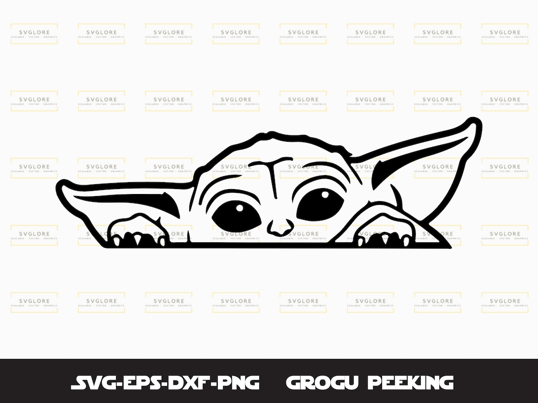 Adorable Grogu Peeking Digital Art Cute Sci-fi Decor Star Wars Fan Gift ...