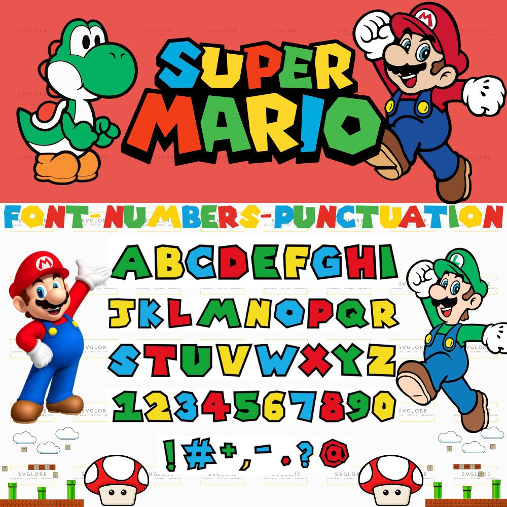 Super Mario Svg Font Svg Mario Alphabet Super Mario Svg - Etsy Canada