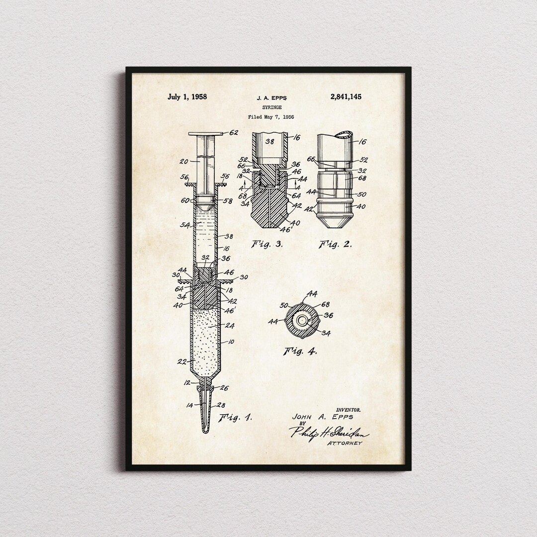 Syringe Patent Print, Syringe Poster, Syringe Wall Art, Syringe Art ...