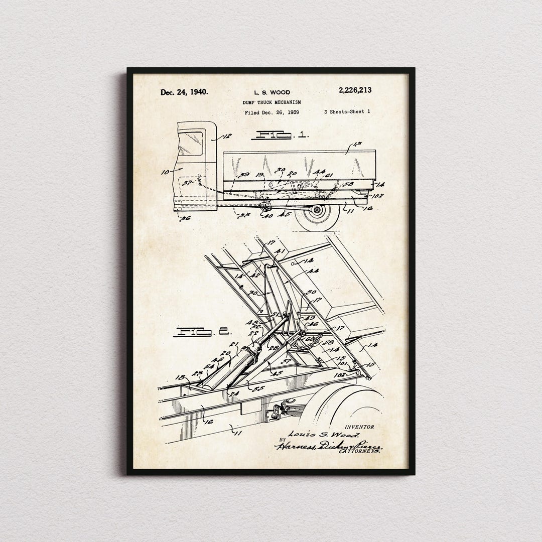 Dump Truck Patent Print, Dump Truck Poster, Dump Truck Wall Art, Dump ...