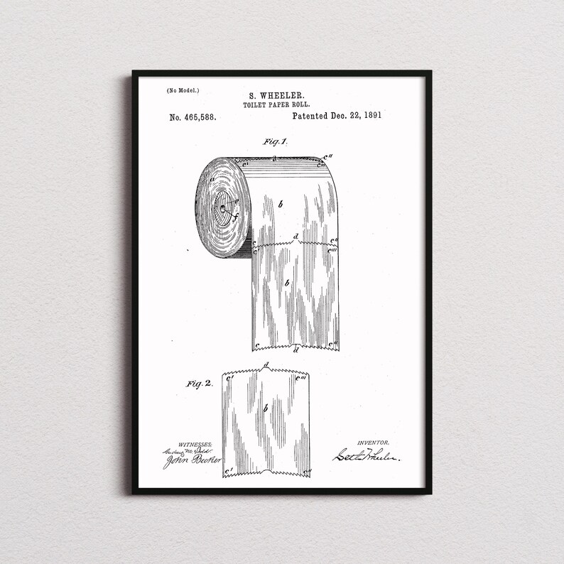 Toilet Paper Roll Patent Print, Toilet Paper Roll Poster, Toilet Paper ...