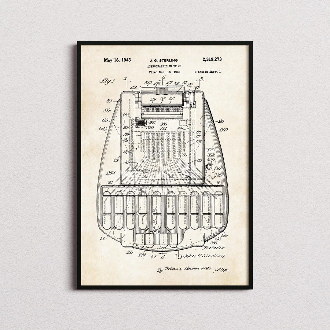 Stenographic Machine Patent Print, Stenographer Poster, Stenographer ...