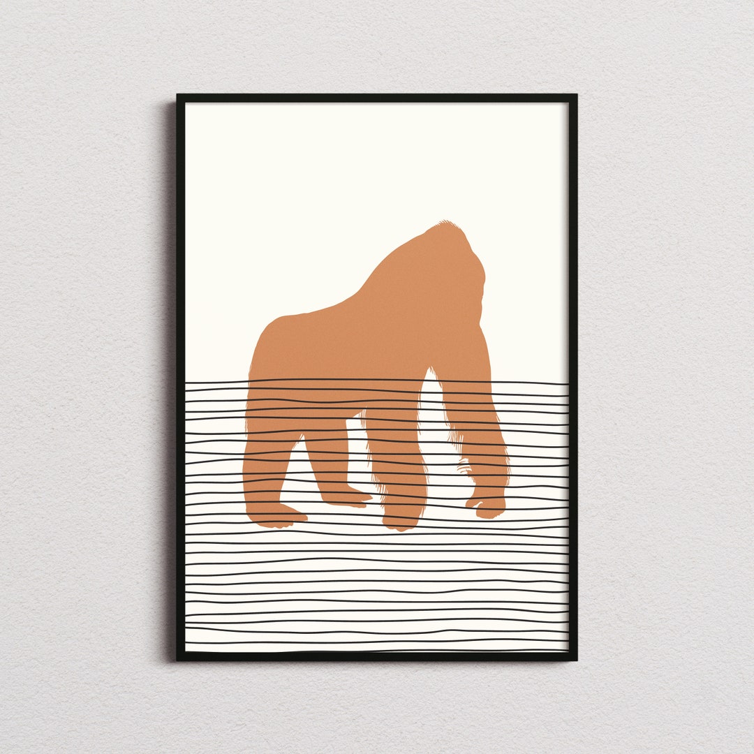 Gorilla Print, Gorilla Poster, Gorilla Mid-century Art, Gorilla Wall ...