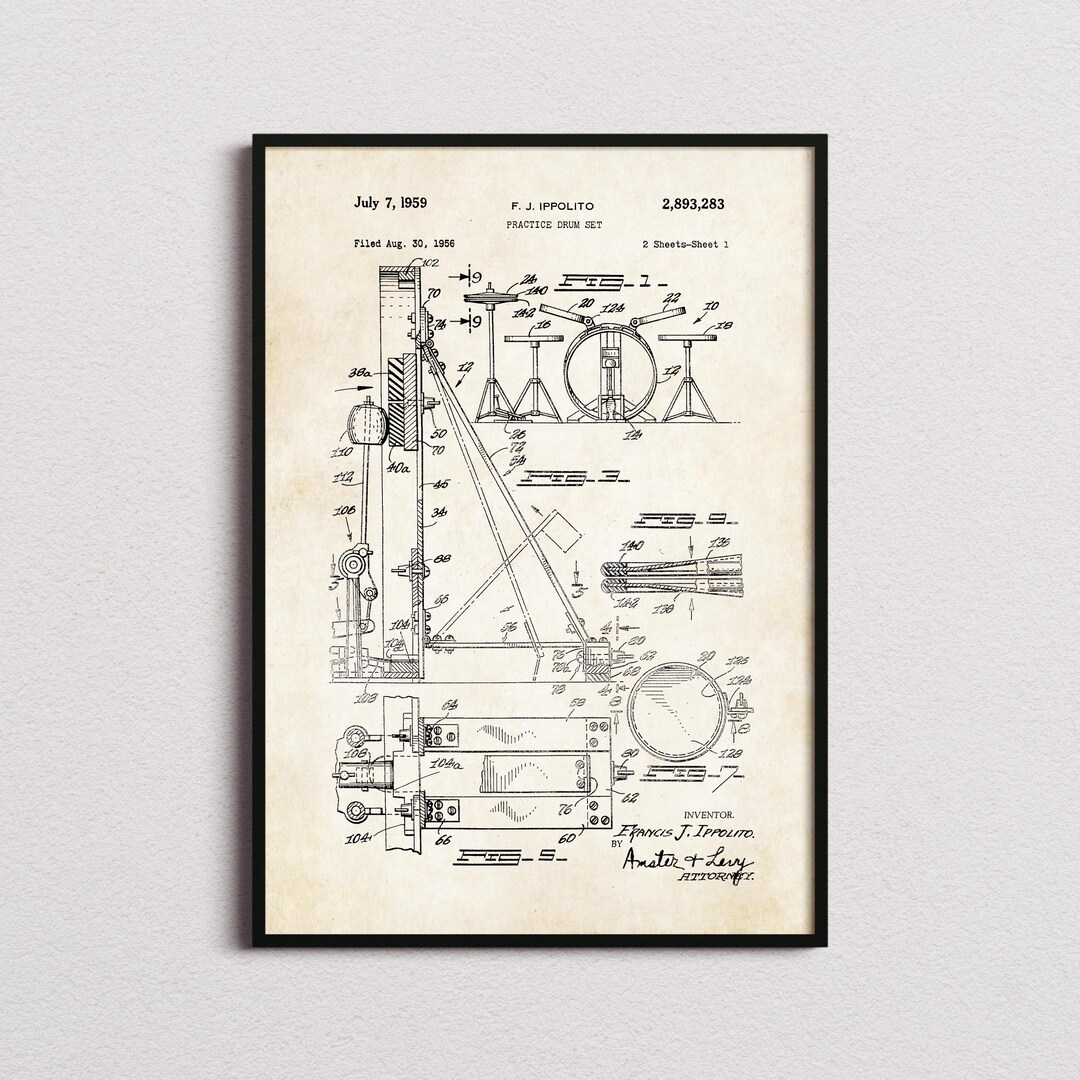 Drum Set Patent Print, Drum Set Print, Drum Set Poster, Drum Set Gifts ...
