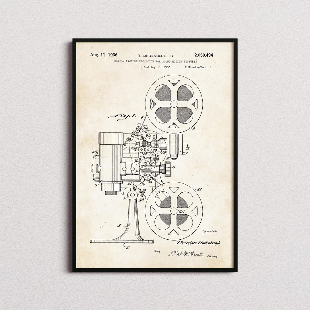 Motion Picture Projector Patent Print, Cinematographer Gifts, Film ...