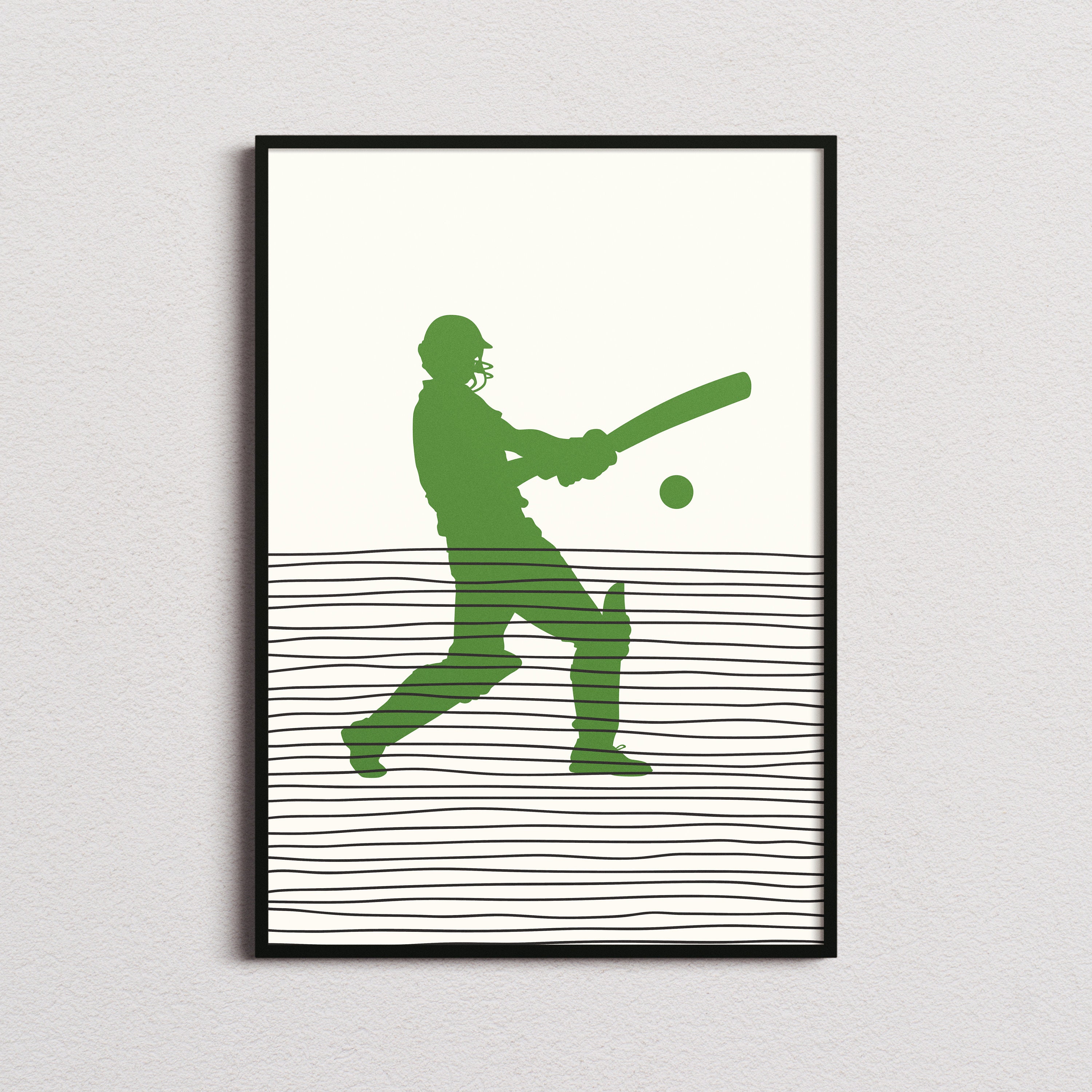 Cricket Player Print, Cricket Silhouette Print, Cricket Mid-century Art ...