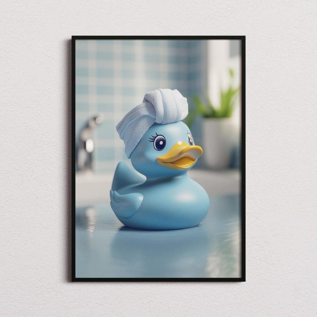 Cute Blue Rubber Duck Print, Rubber Duck Prints, Rubber Duck Wall Art ...