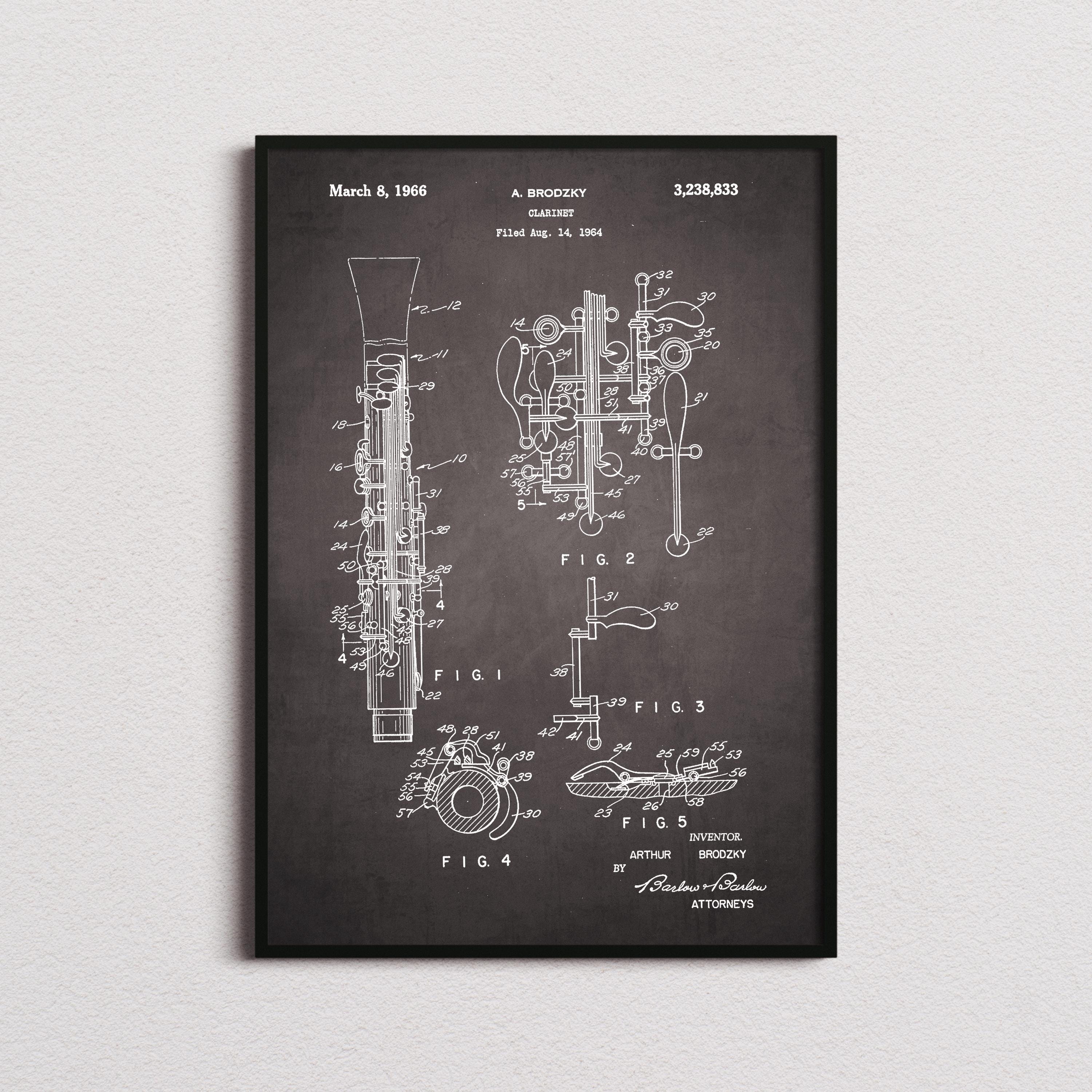 Clarinet Patent Print, Clarinet Poster, Clarinet Wall Art, Clarinet Art ...