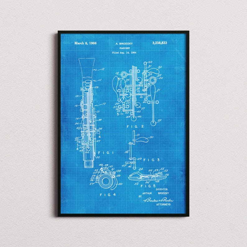 Clarinet Patent Print, Clarinet Poster, Clarinet Wall Art, Clarinet Art ...