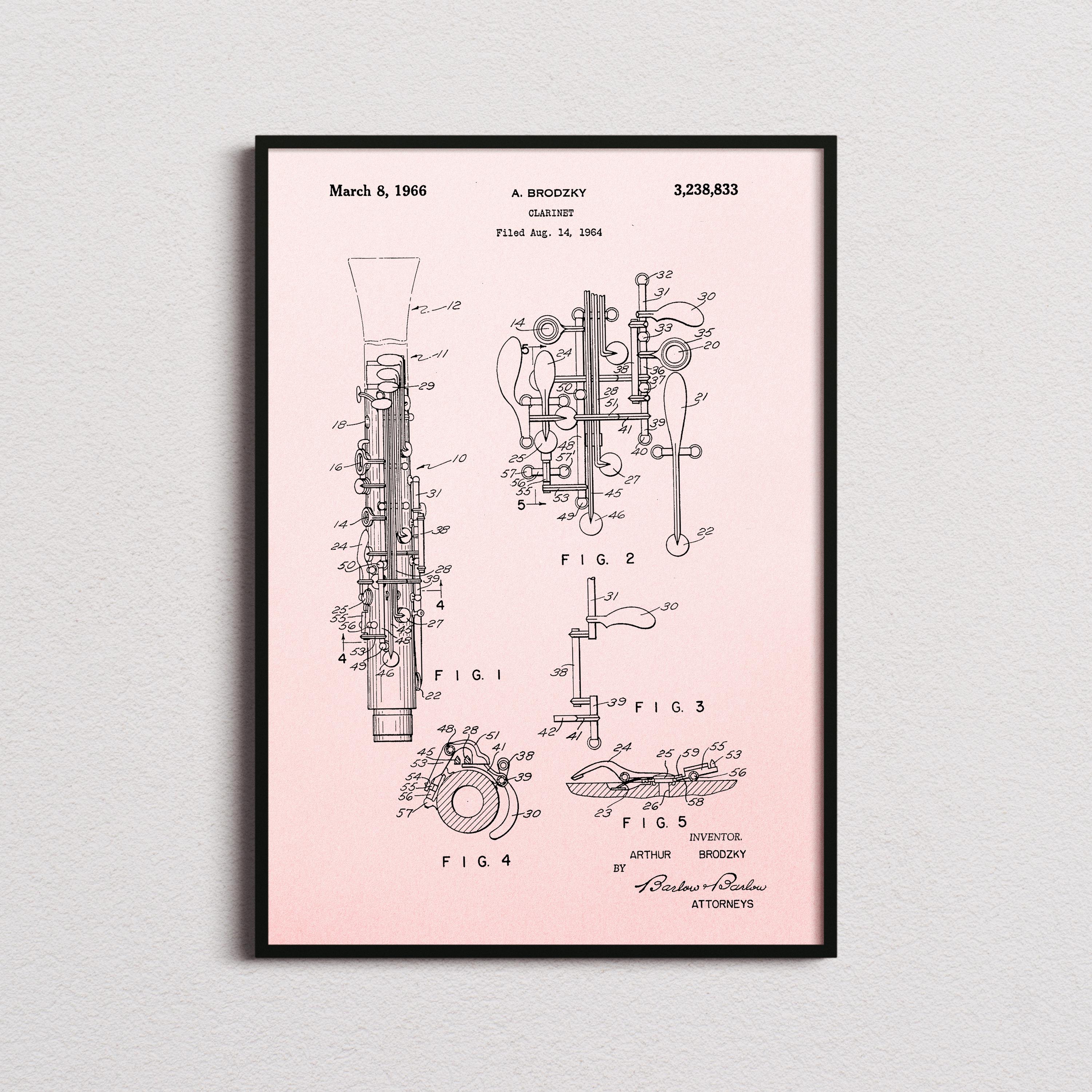 Clarinet Patent Print, Clarinet Poster, Clarinet Wall Art, Clarinet Art ...