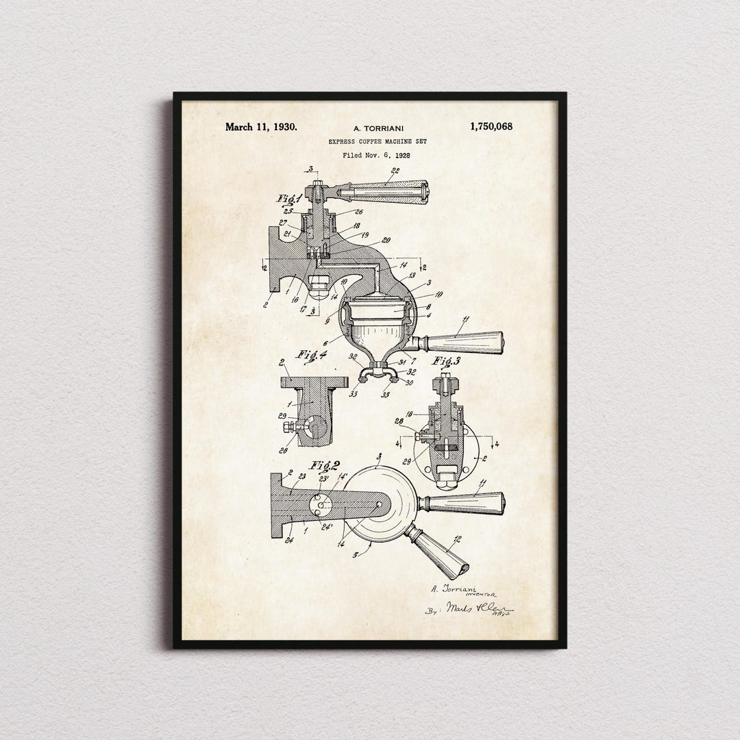 Espresso Coffee Machine Patent Print, Coffee Poster, Coffee Wall Art ...