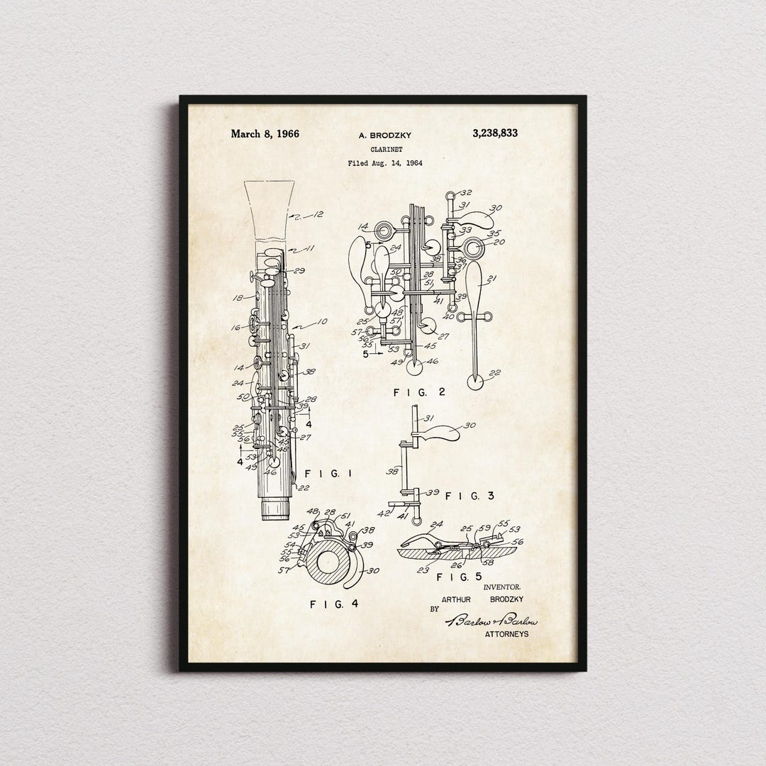 Clarinet Patent Print, Clarinet Poster, Clarinet Wall Art, Clarinet Art ...