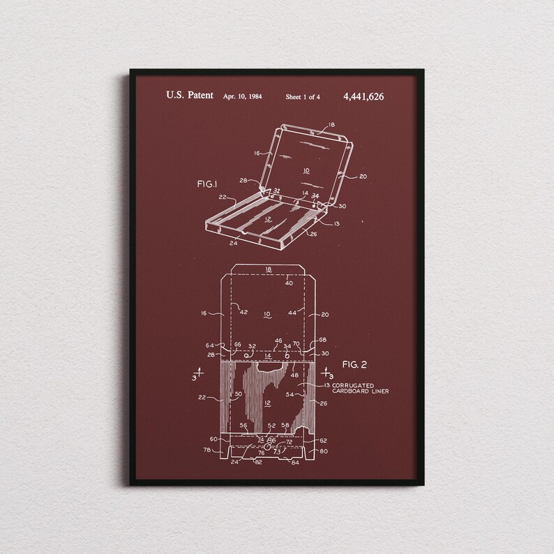 Pizza Box Patent Print, Pizza Box Poster, Pizza Box Wall Art, Pizza Box ...