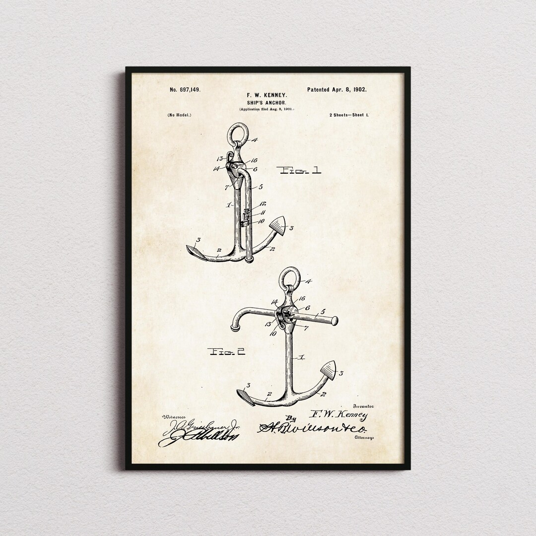 Ships Anchor Patent Print, Ships Anchor Poster, Ships Anchor Wall Art ...