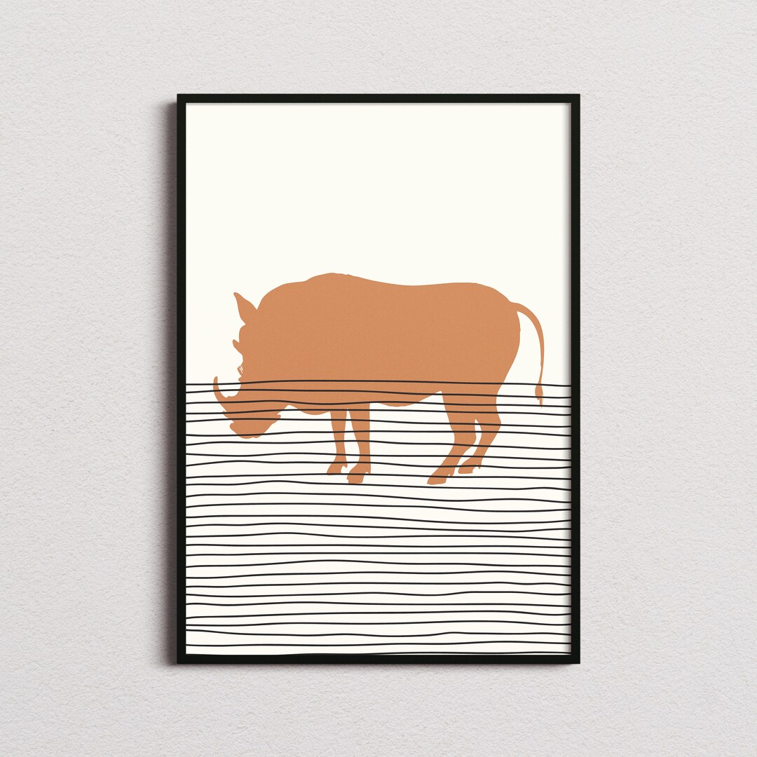 Warthog Print, Warthog Poster, Warthog Mid-century Art, Warthog Wall ...