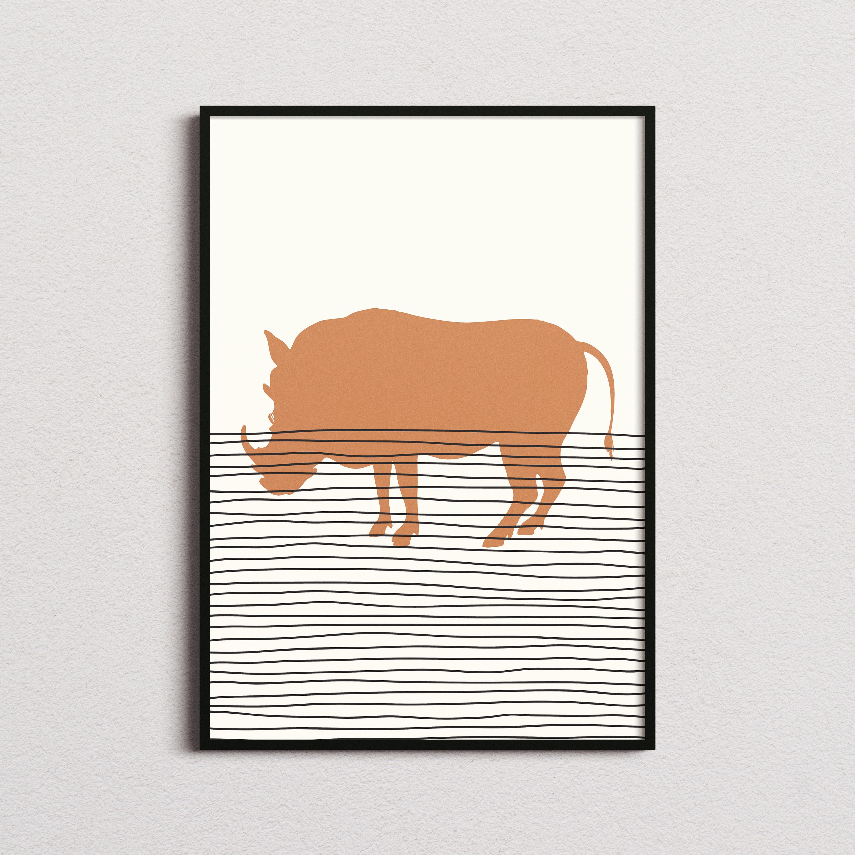 Warthog Print, Warthog Poster, Warthog Mid-century Art, Warthog Wall Art, Warthog Decor, Safari ...