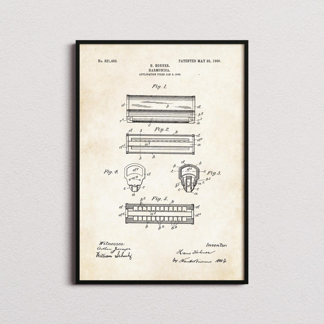 Harmonica Patent Print, Harmonica Poster, Harmonica Wall Art, Harmonica ...