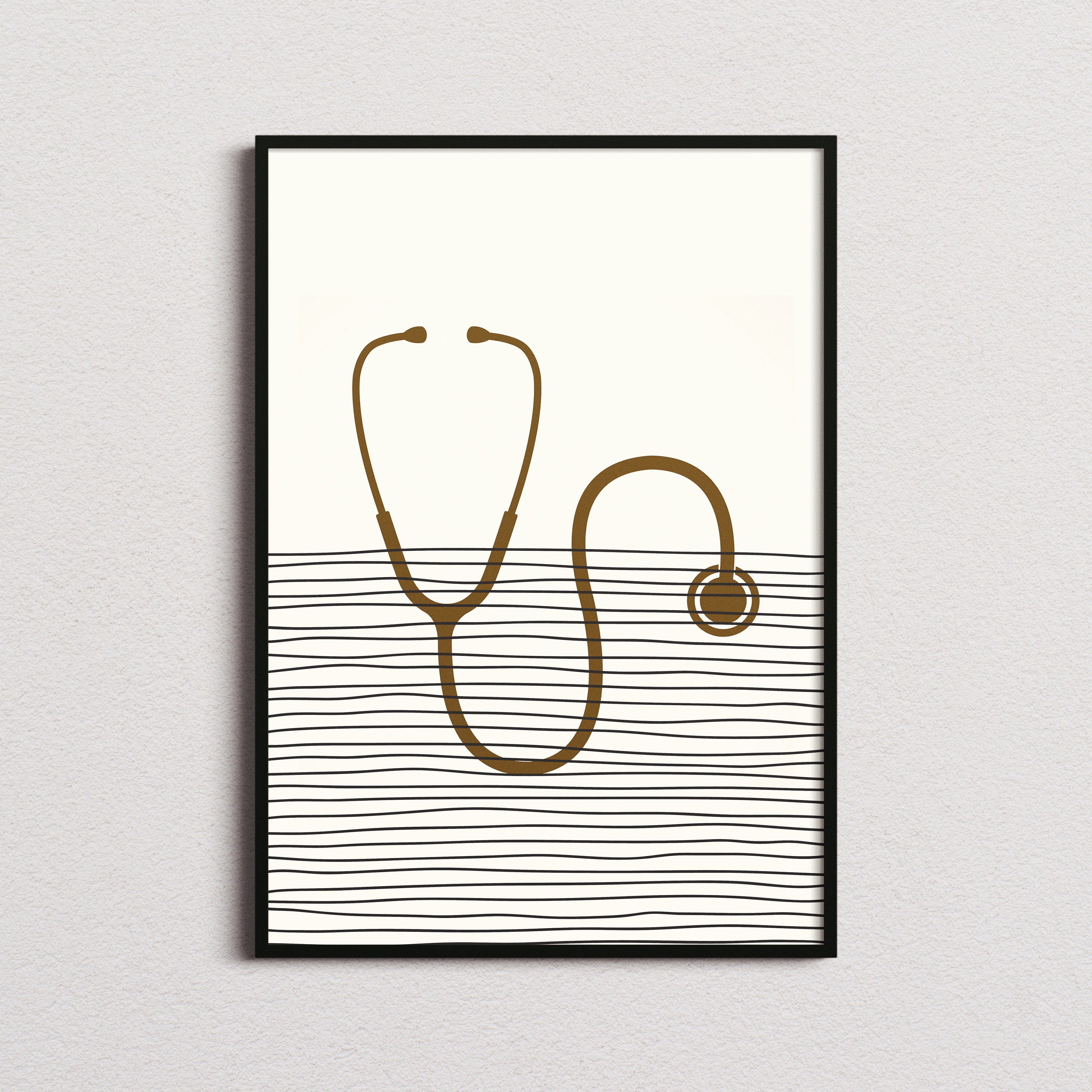 Stethoscope Print, Stethoscope Poster, Stethoscope Mid-century Art, Med ...