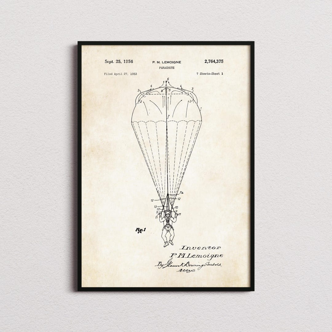 Parachute Patent Print, Parachute Poster, Parachute Wall Art, Parachute ...
