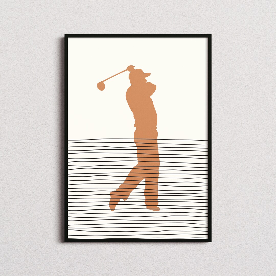 Golfer Print, Golfer Silhouette Print, Golfer Mid-century Art, Golfer ...