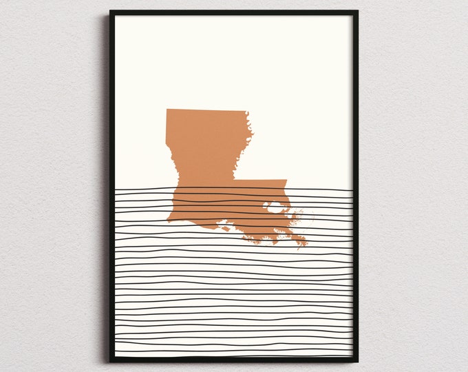Louisiana Poster, State Design Louisiana Print / Picture / Hand Drawn ...