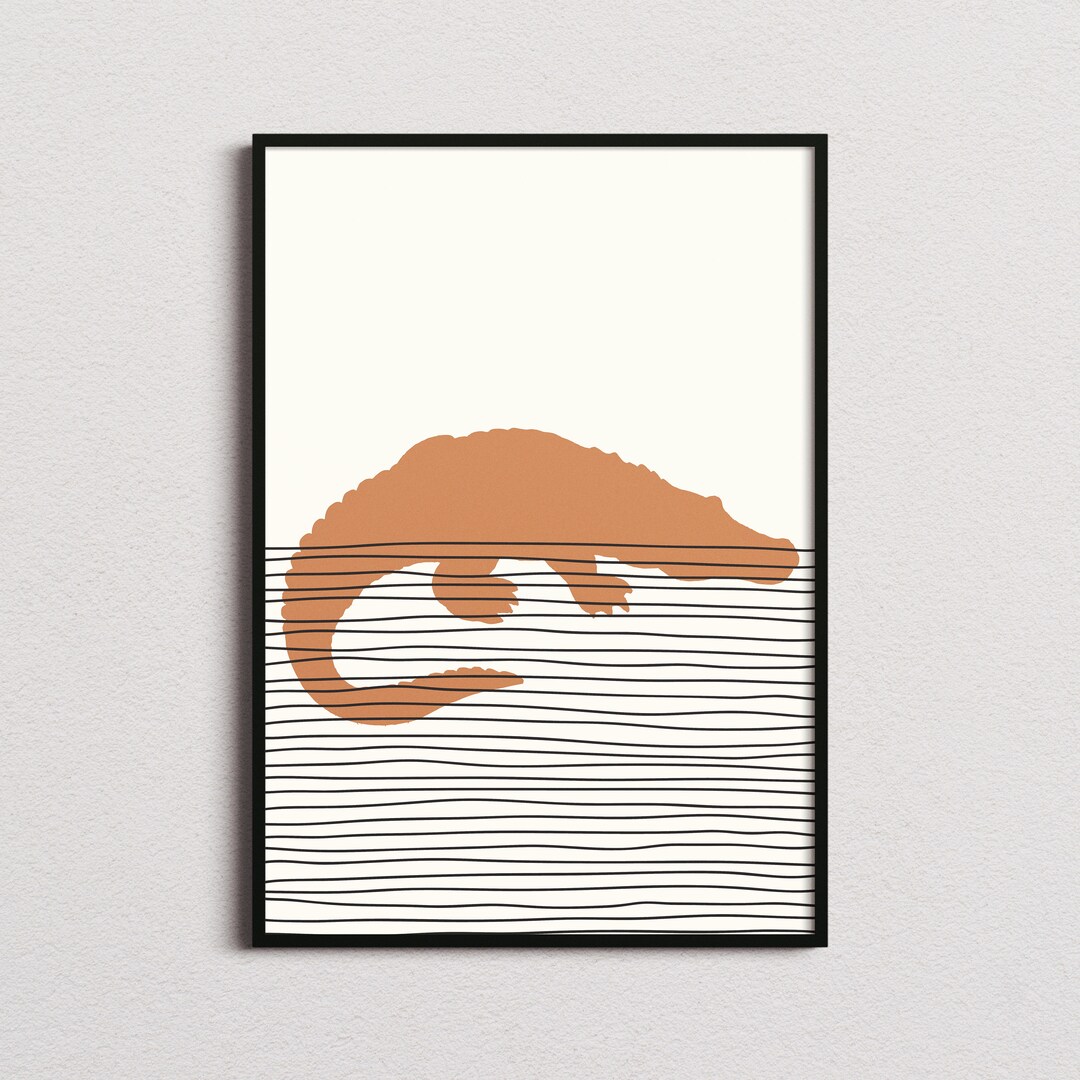 Crocodile Print, Crocodile Poster, Crocodile Mid-century Art, Crocodile ...