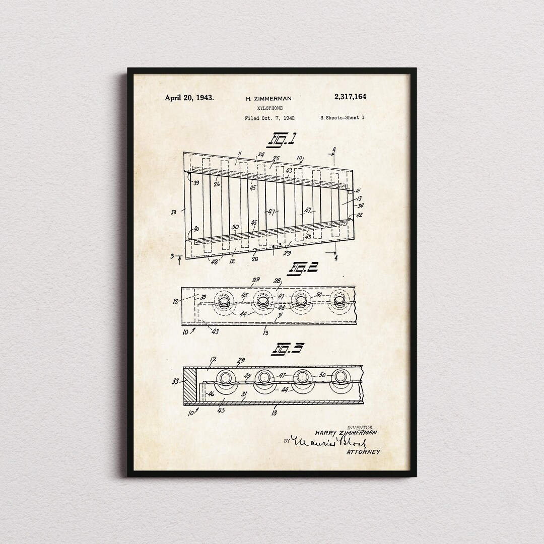 Xylophone Patent Print, Xylophone Poster, Xylophone Wall Art, Xylophone ...