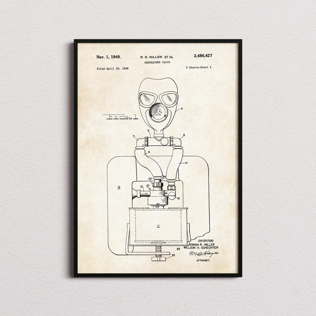 Rebreather Valve Patent Print, Rebreather Valve Poster, Rebreather ...