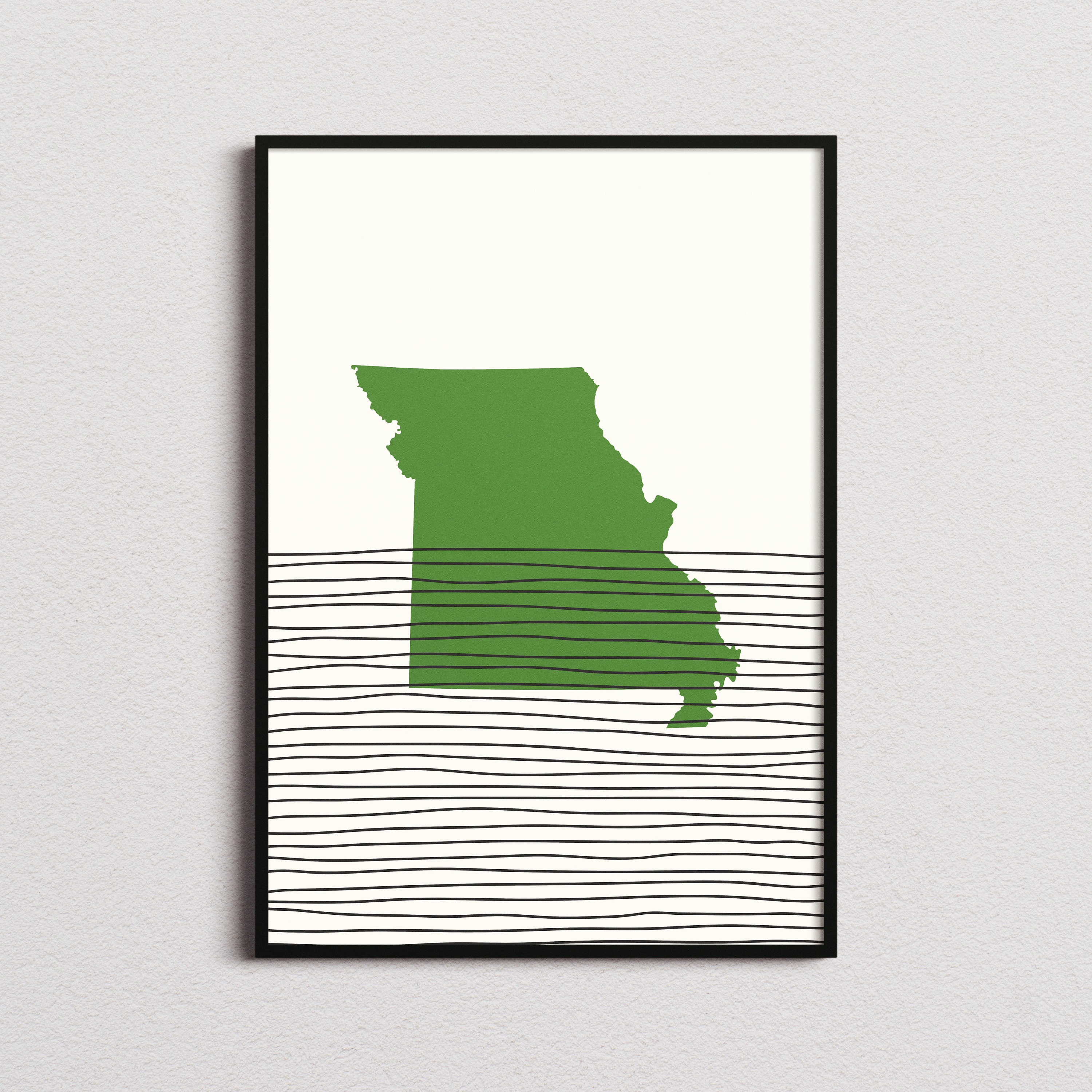 Missouri Print, Missouri Silhouette Map Print, Missouri Mid-century Art ...
