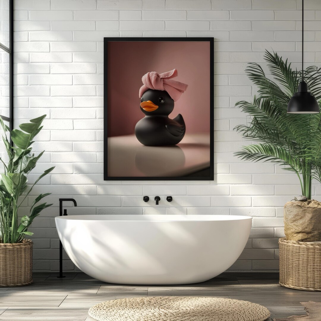 Cute Black Rubber Duck Print, Rubber Duck Prints, Rubber Duck Wall Art ...