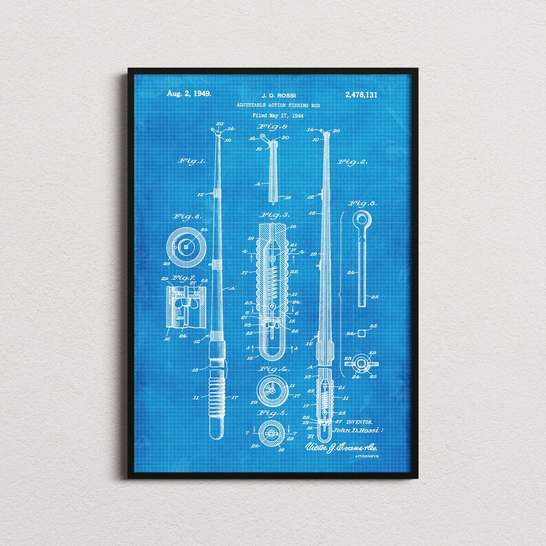 Fishing Rod Patent Print, Fishing Rod Poster, Fishing Rod Wall Art ...
