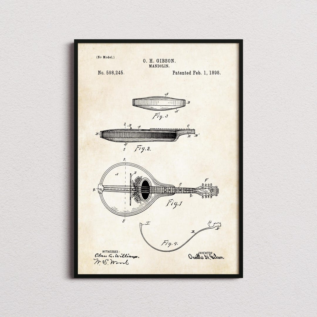 Mandolin Patent Print, Mandolin Poster, Mandolin Wall Art, Mandolin Art ...