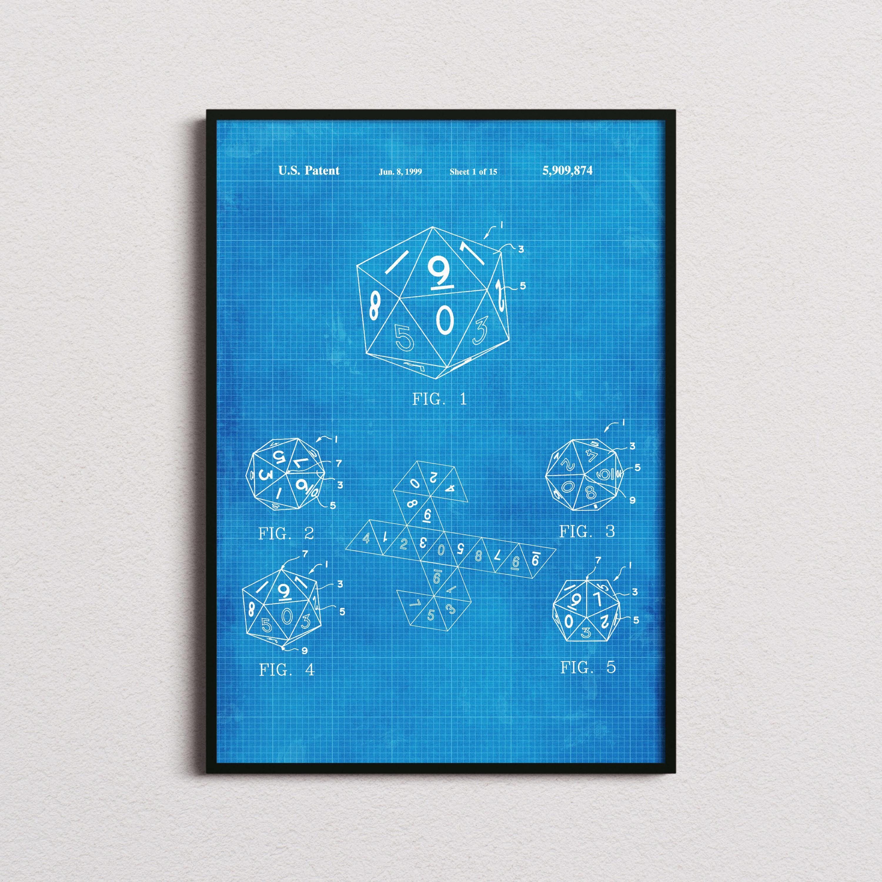 20 Sided Dice Patent Print, Dice Print, Dice Poster, Board Gamer Gifts ...