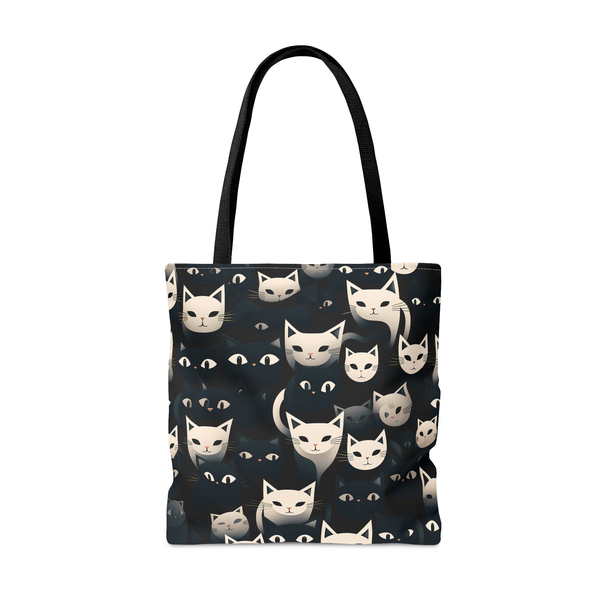 Extra Large Black and White Cats Print Polyester Tote Bag Unique Design ...
