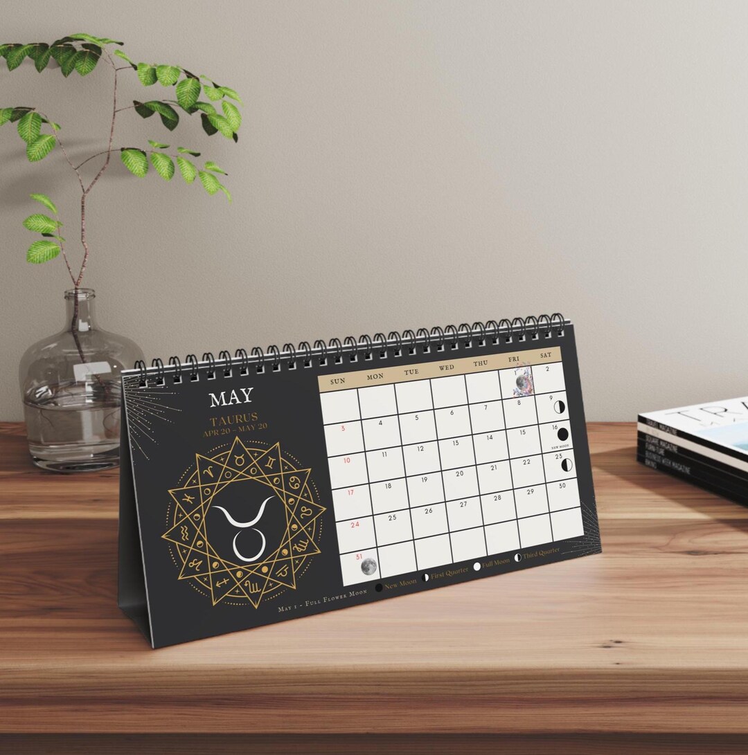 2026 Moon Phase Desk Calendar | Lunar Desk Calendar, Astrology Moon ...