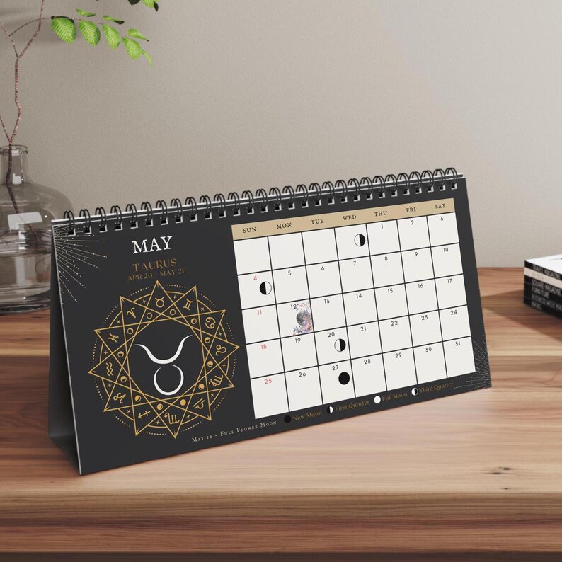2025 Moon Calendar | Desk Calendar | Moon Phase Calendar | Lunar ...