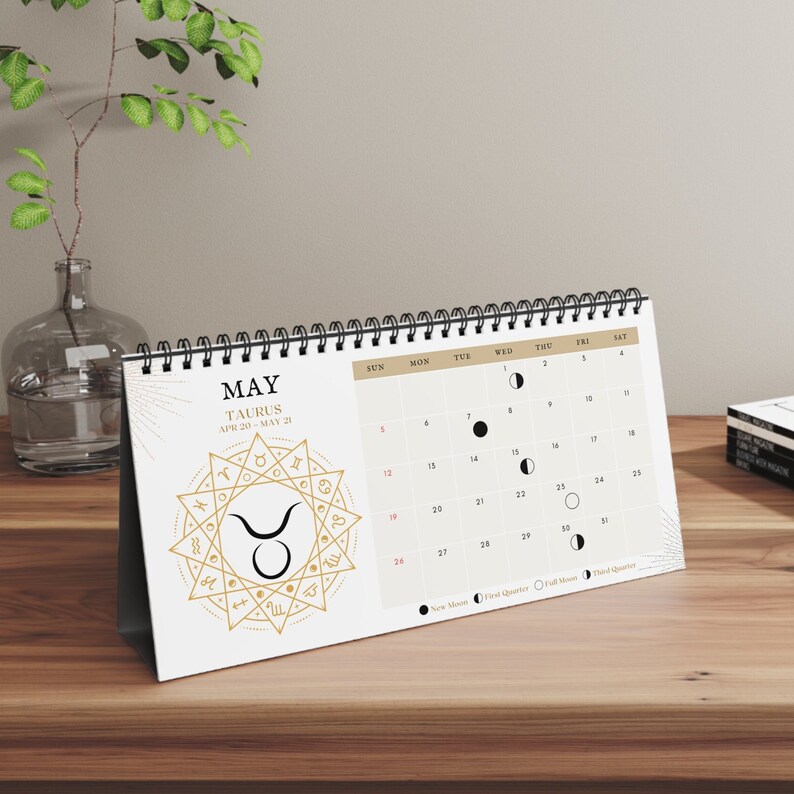 Moon Calendar 2024, Desk Calendar 2024, 2024 Desk Calendar, Moon Phase ...