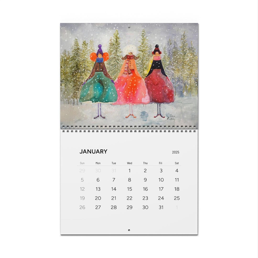 2025 Calendar, 2025 Wall Calendar, Illustrated Hand Painted 12 Month ...