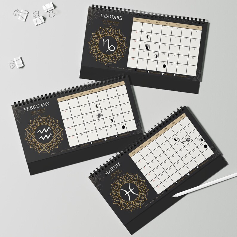 2025 Moon Calendar | Desk Calendar | Moon Phase Calendar | Lunar ...