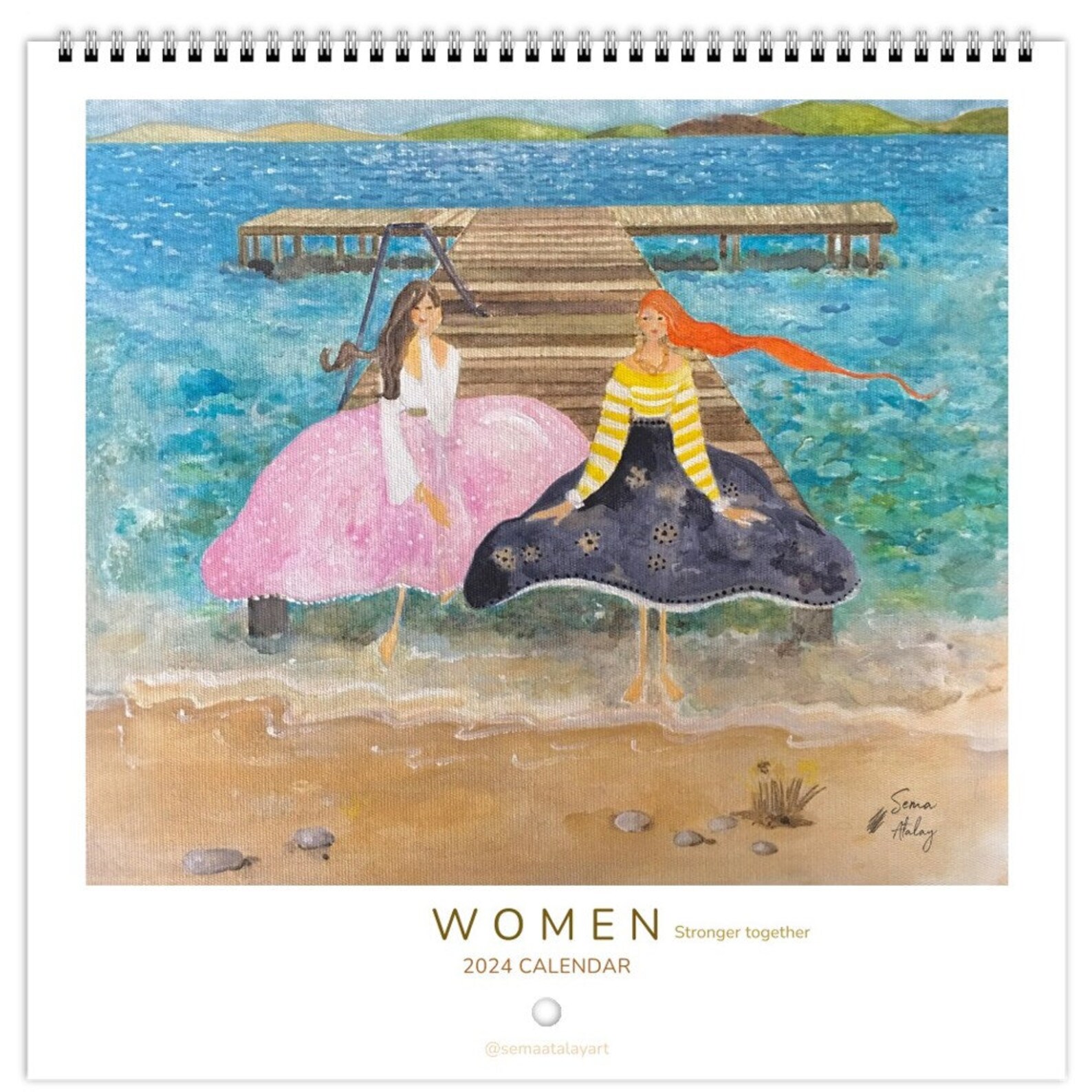 2024 Calendar, 2024 Wall Calendar, Illustrated Hand Painted 12 Month ...