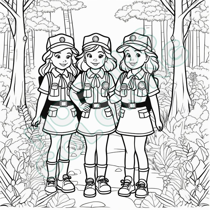 65 GIRL SCOUT Coloring Pages. Girl Scout Activity. Coloring Page Bundle ...