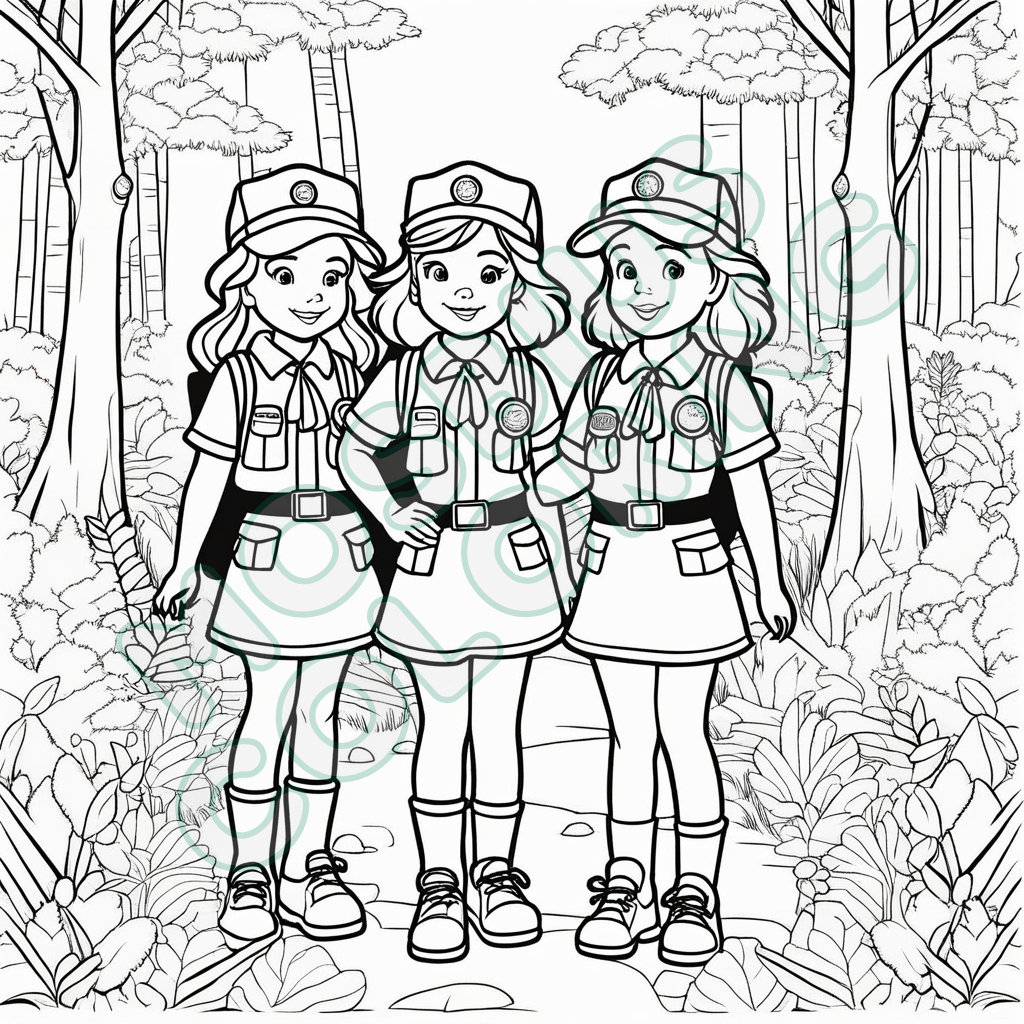 65 GIRL SCOUT Coloring Pages. Girl Scout Activity. Coloring Page Bundle ...