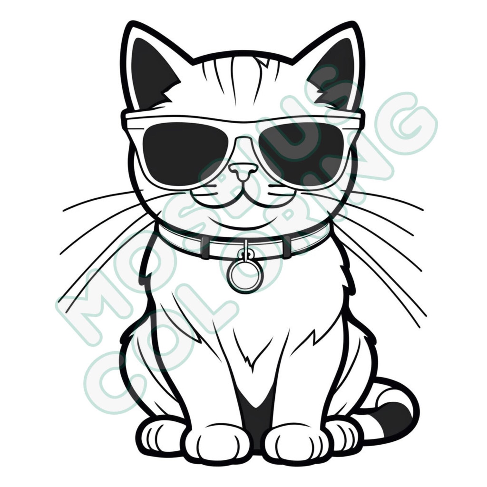 60 Cat Coloring Page. Kawaii Book, Printable Colour Cat, Line Art, Busy ...