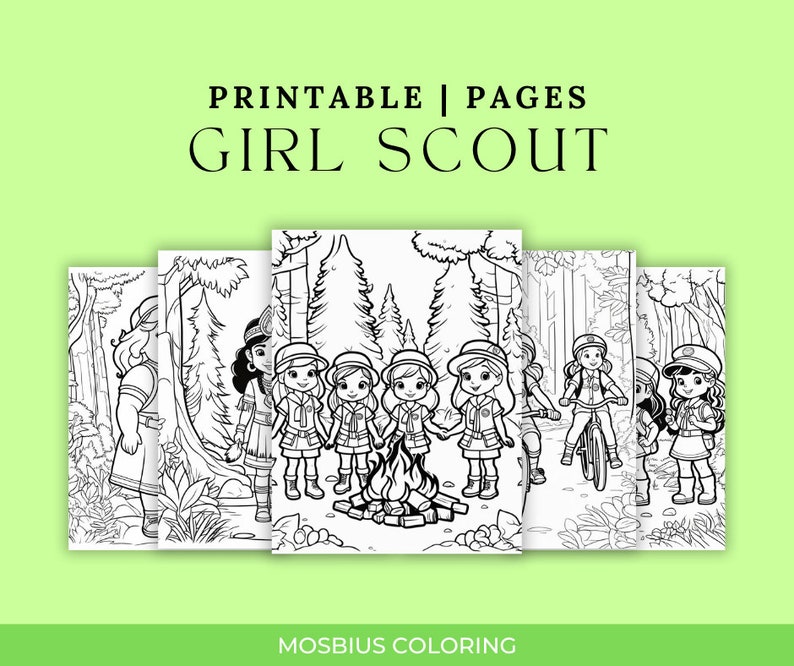 65 GIRL SCOUT Coloring Pages. Girl Scout Activity. Coloring Page Bundle ...
