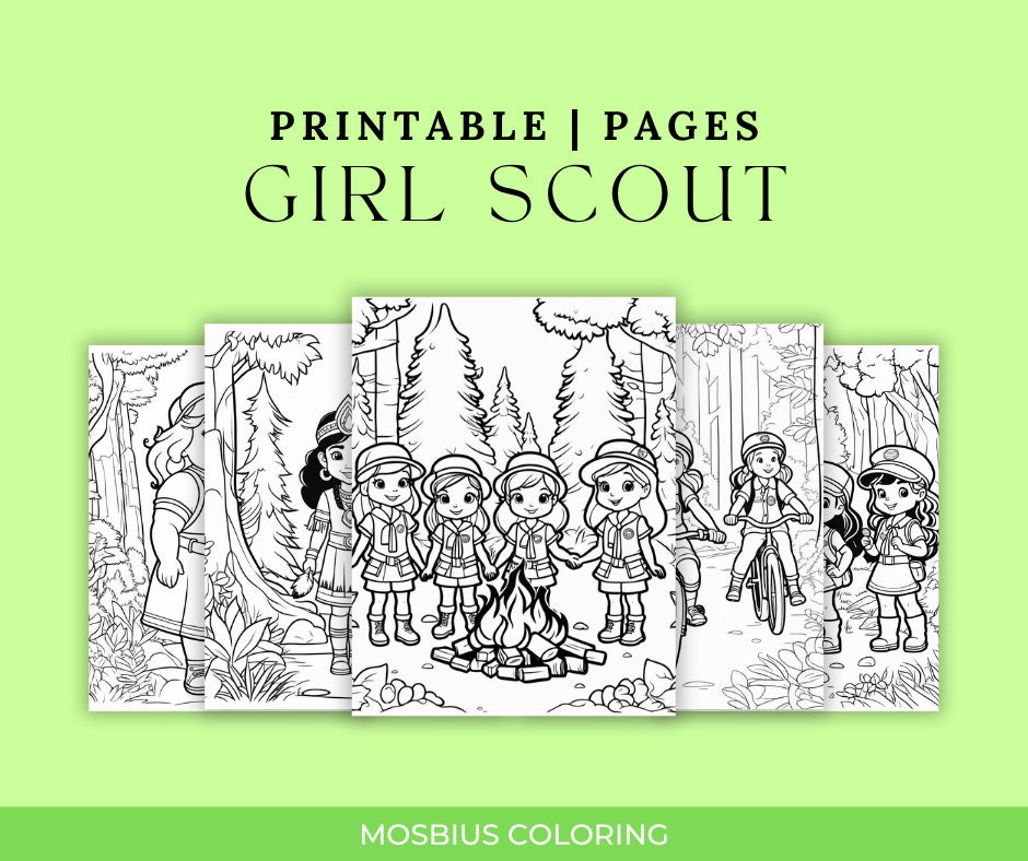 65 GIRL SCOUT Coloring Pages. Girl Scout Activity. Coloring Page Bundle ...