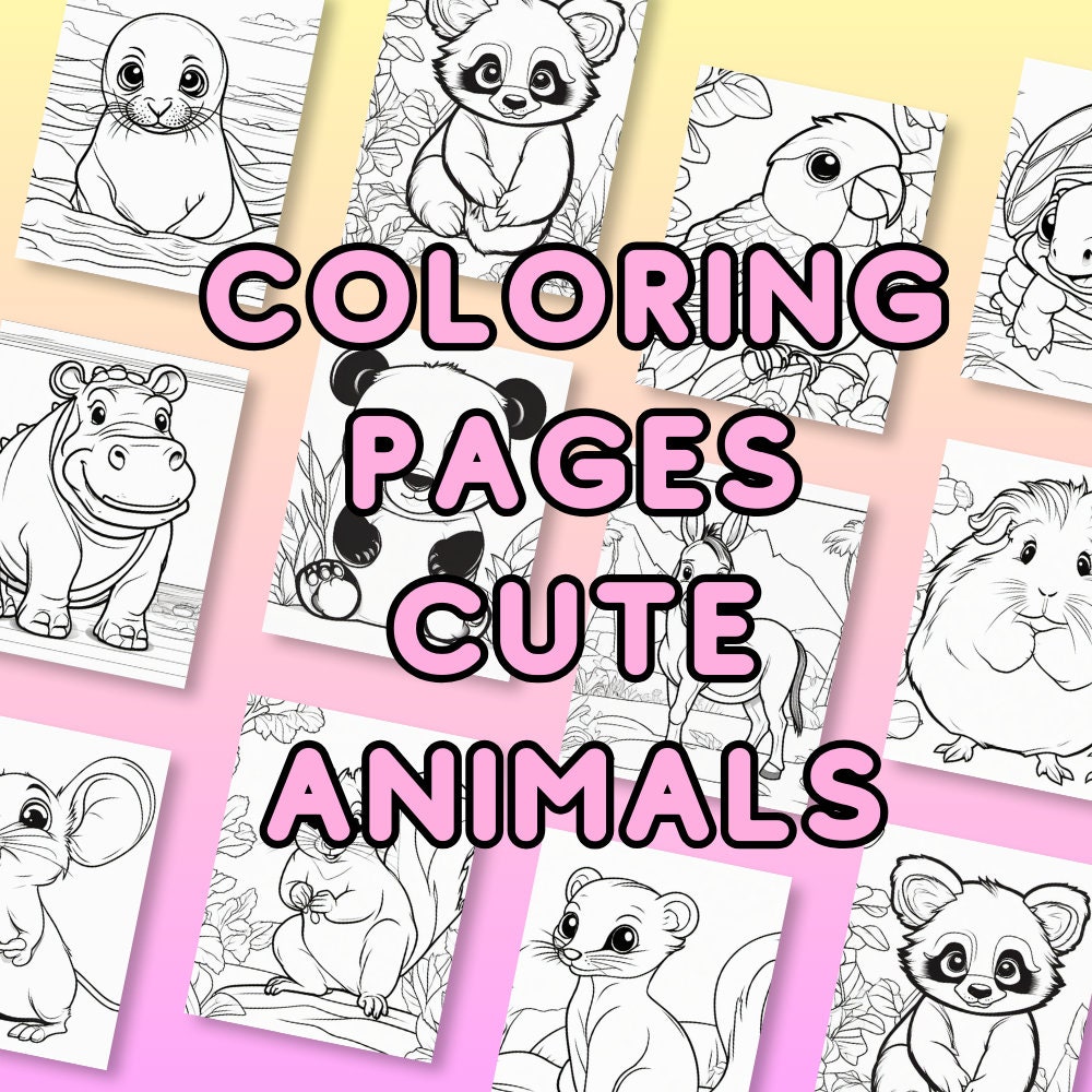 Coloring Page Cute Animals. 100 Coloring Pages. PDF Coloring - Etsy