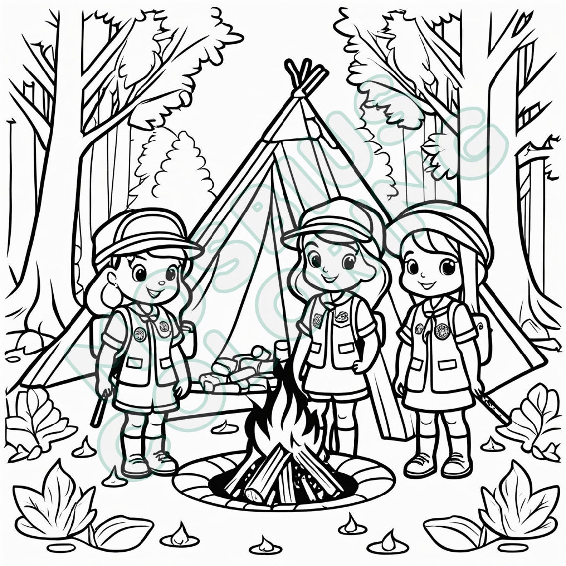 65 GIRL SCOUT Coloring Pages. Girl Scout Activity. Coloring Page Bundle ...